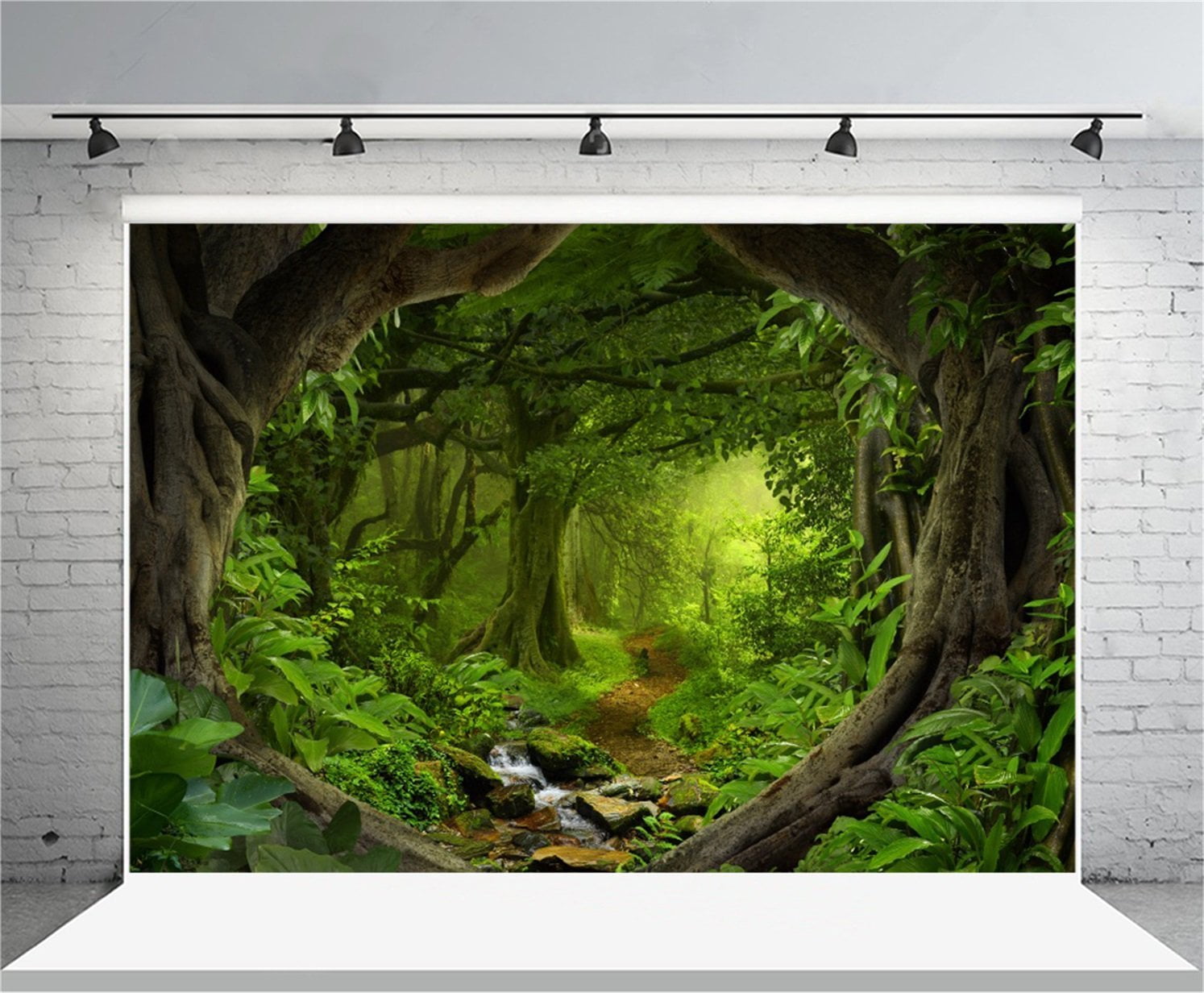 HelloDecor 7x5ft Dreamlike Forest Backdrop Trees Path Stream ...