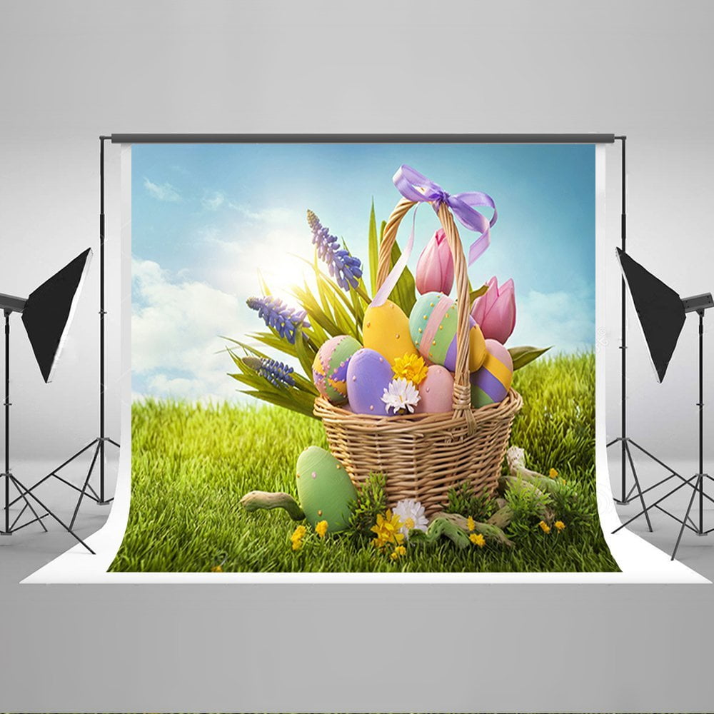 HelloDecor 7x5ft Easter Photography Backdrops Easter Egg Flowers ...