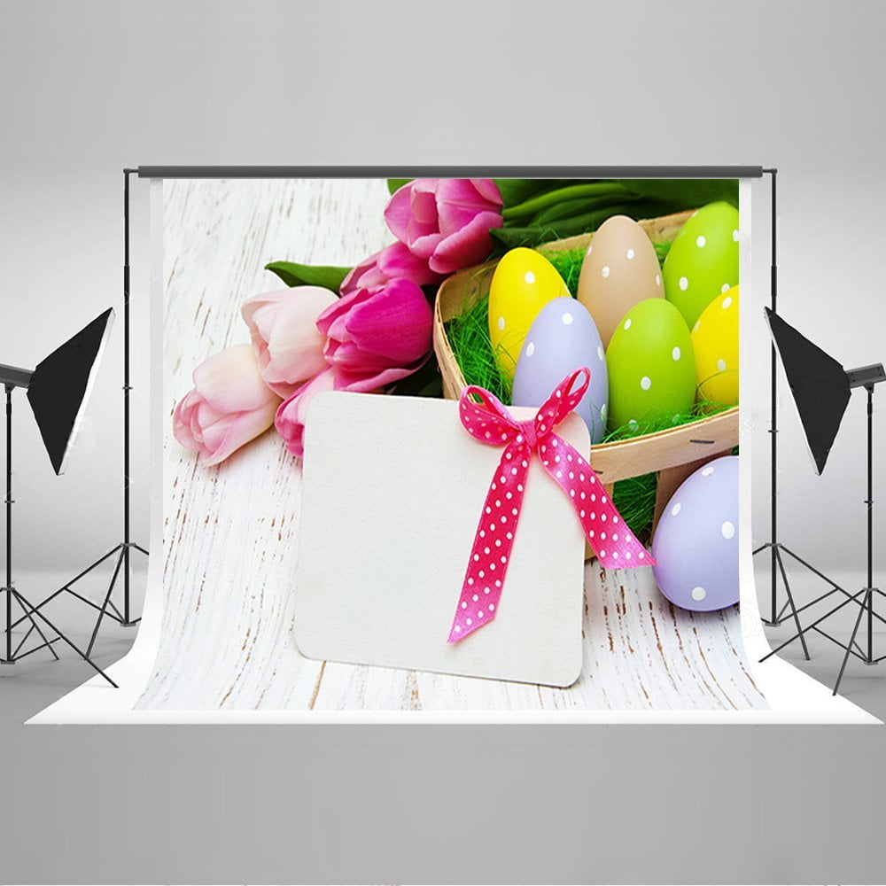 HelloDecor 7x5ft Easter Photography Backdrops Easter Egg Lily ...