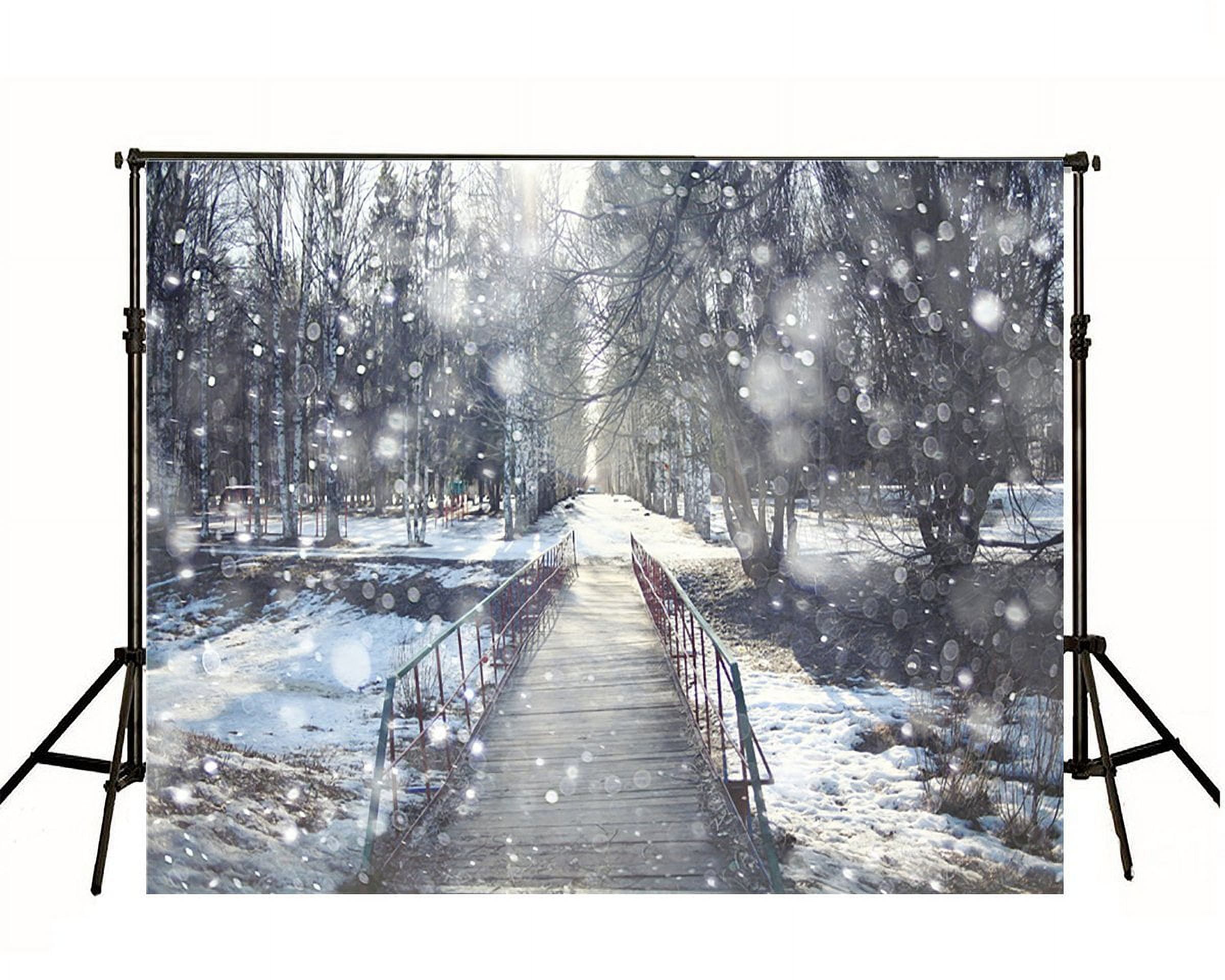 HelloDecor 7x5ft Forest Backdrop Winter Photo Background Bridge ...