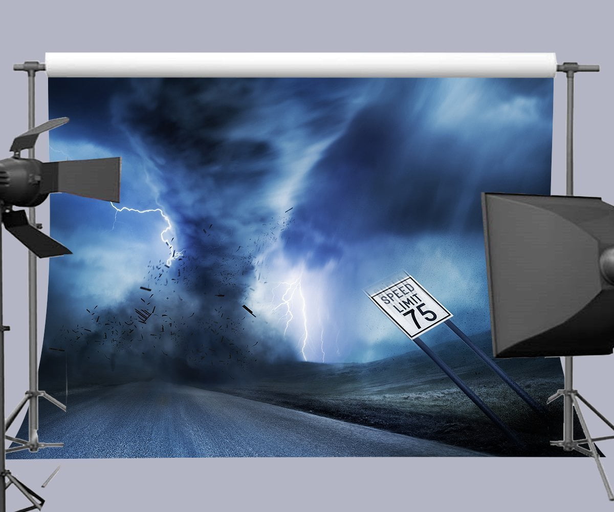 HelloDecor Polyester Fabric 7x5ft Highway Tornado Photography Backdrop ...