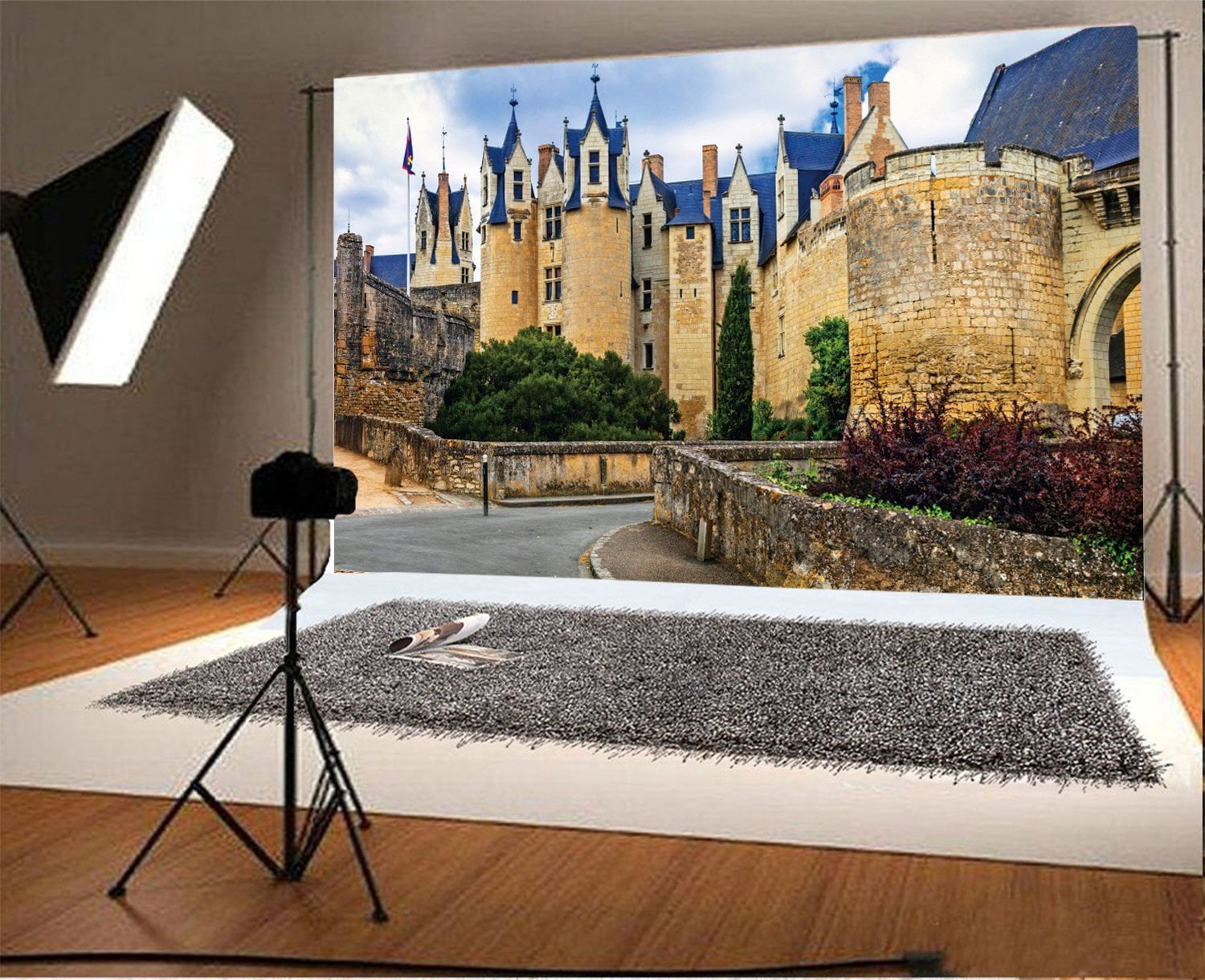 HelloDecor 7x5ft Luxurious Palace Backdrop Medieval Castles of Loire Valley Montreuil-Bellay ...