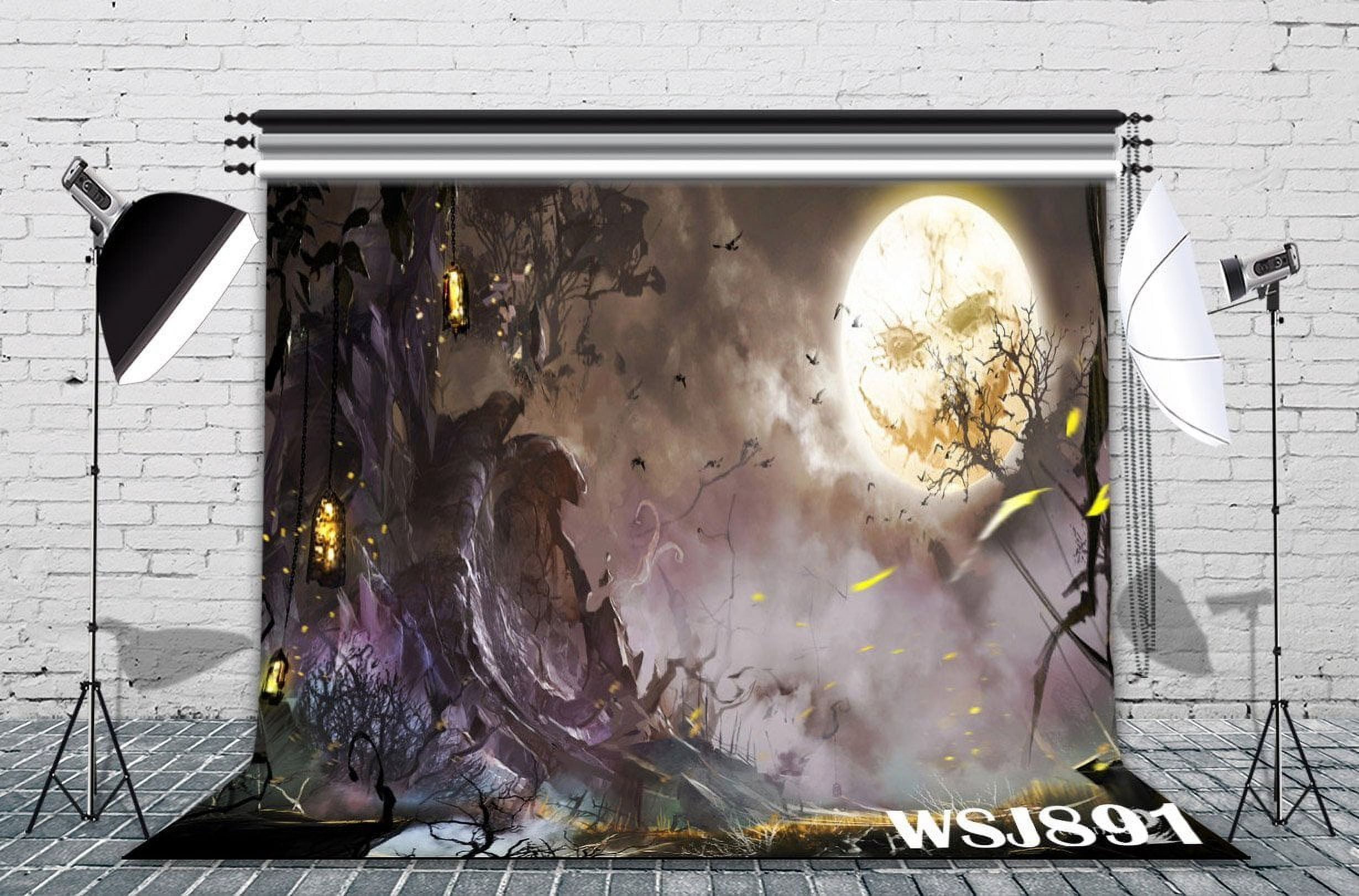 HelloDecor Polyester Fabric 7x5ft Midnight Fright Photography Backdrop ...