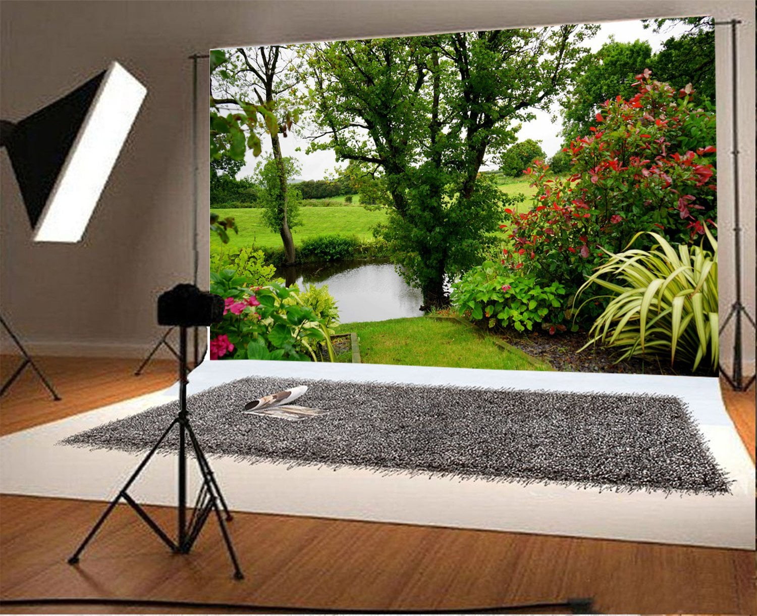 HelloDecor 7x5ft Nature Backdrop Outdoor Forest Trees Green Grass Lawn ...