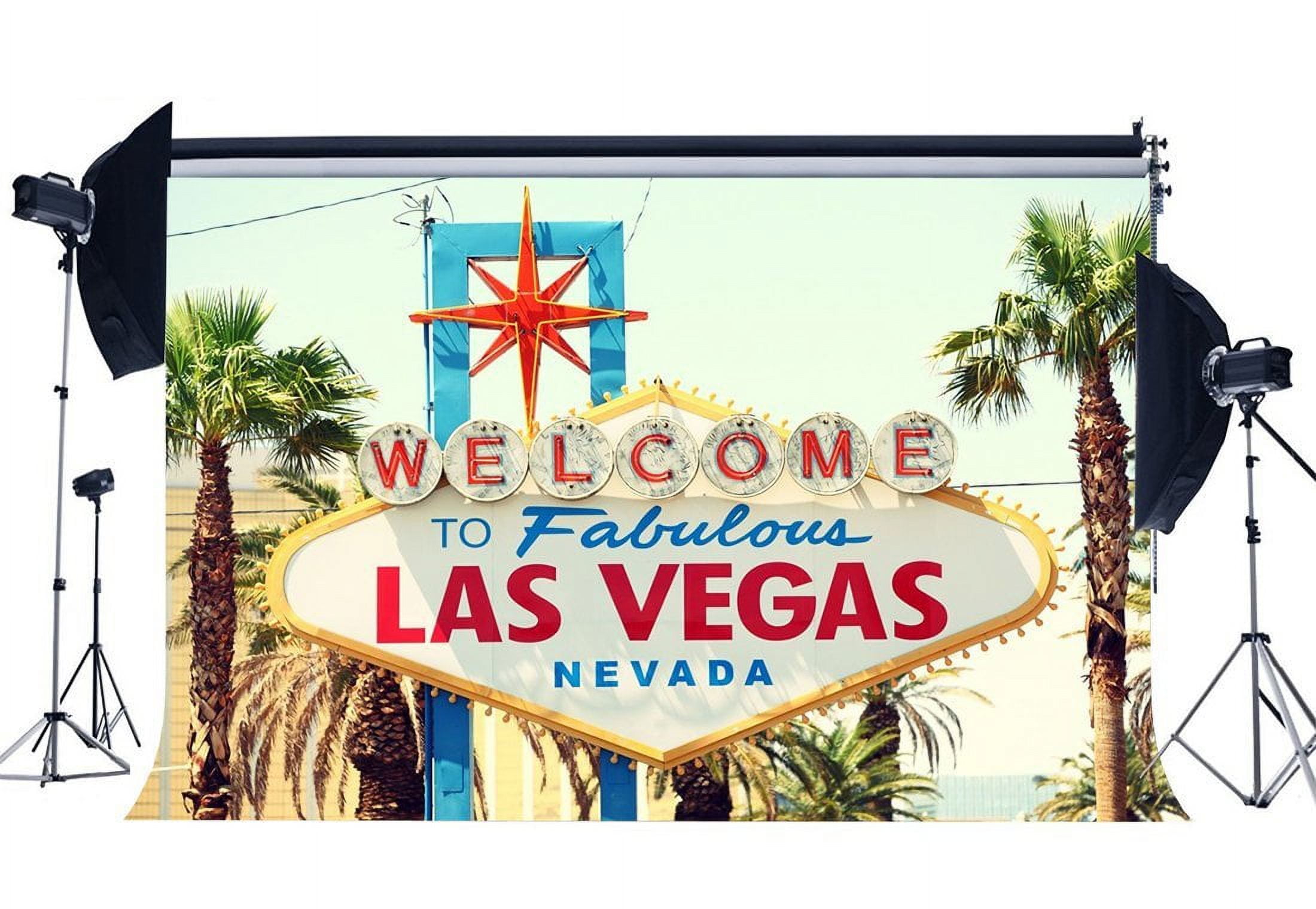 HelloDecor 7x5ft Photography Backdrop Las Vegas Coconut Tree Road Sign ...