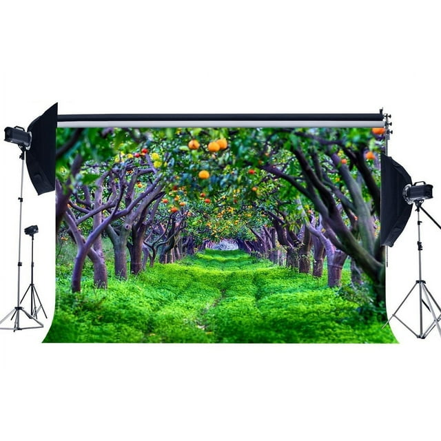 HelloDecor 7x5ft Photography Backdrop Rustic Farmland Fruits Tree Grass ...
