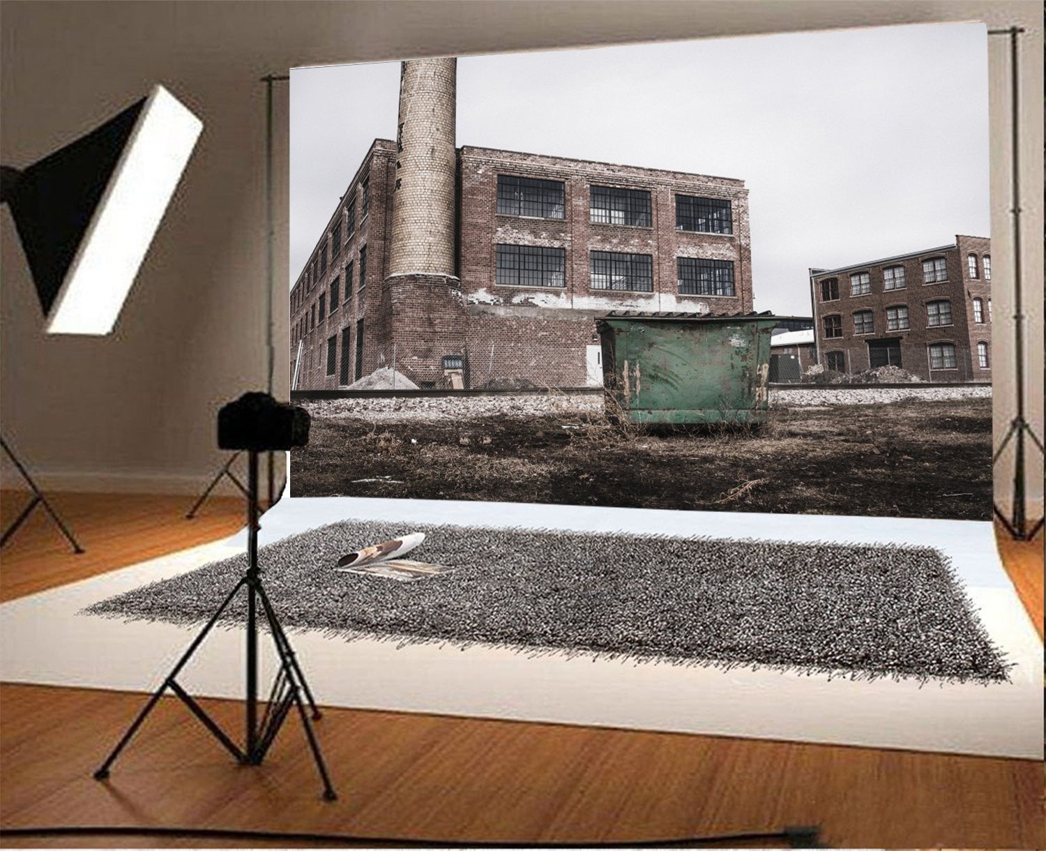 HelloDecor 7x5ft Ruined Factory Backdrop Weathered Brick House Vintage ...