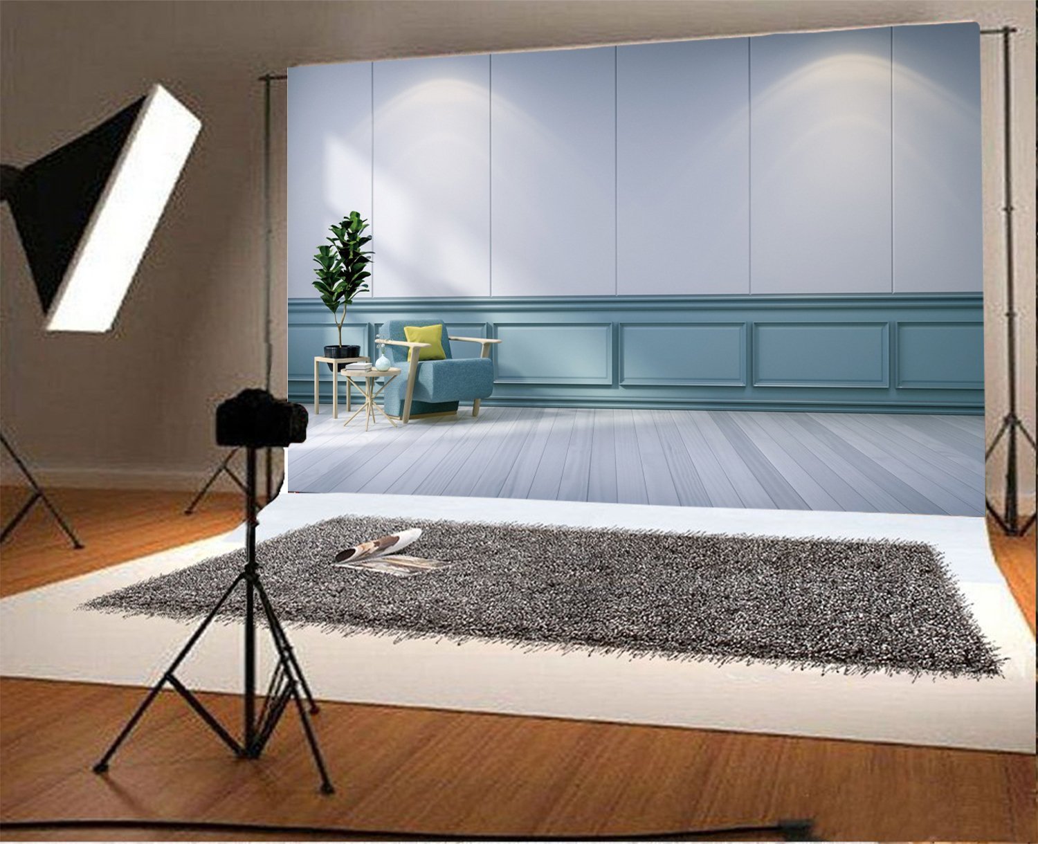 HelloDecor 7x5ft Rustic Stripes Wood Floor Backdrop Minimalist Room ...