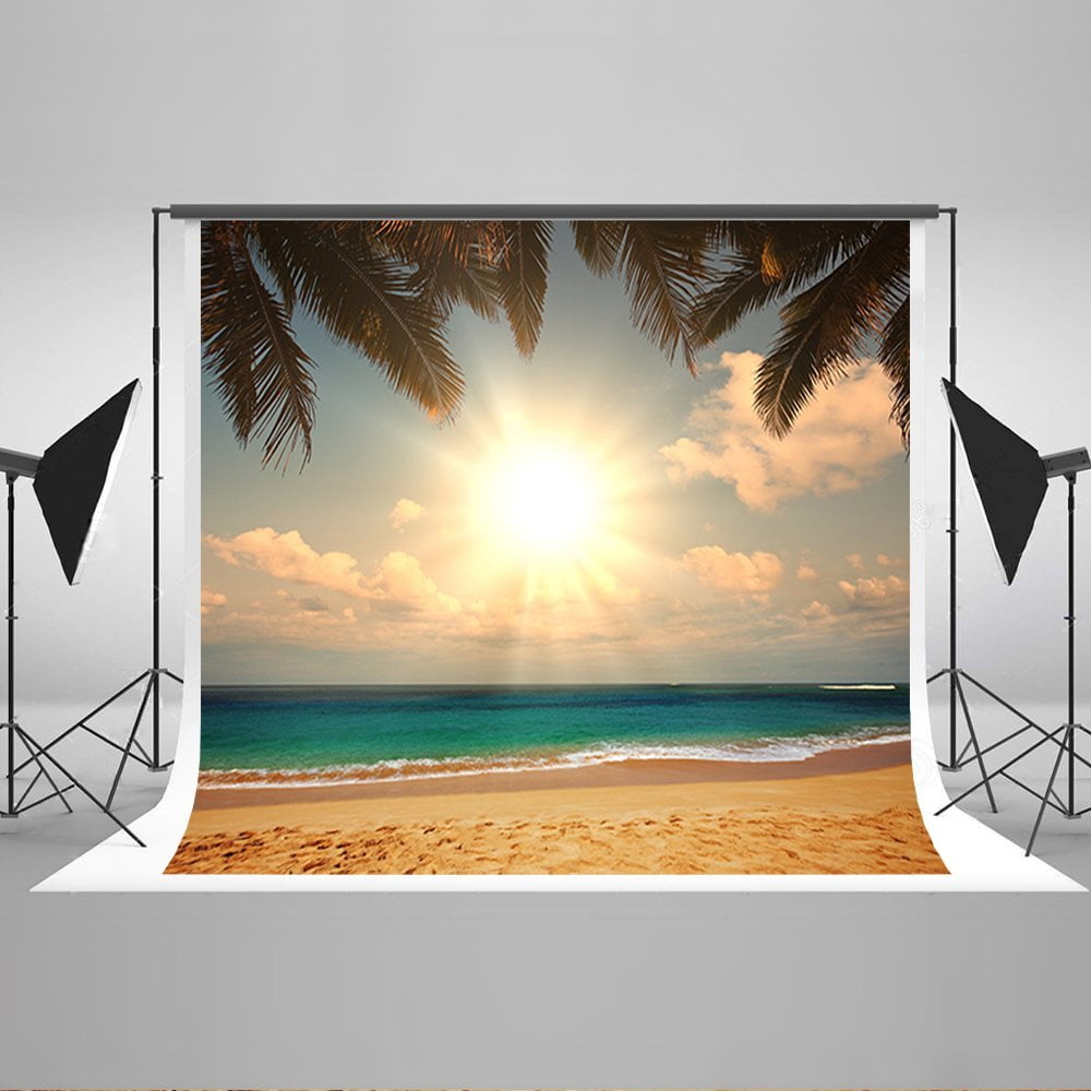 HelloDecor 7x5ft Summer Photography Backdrops Blue Sea White Clouds ...