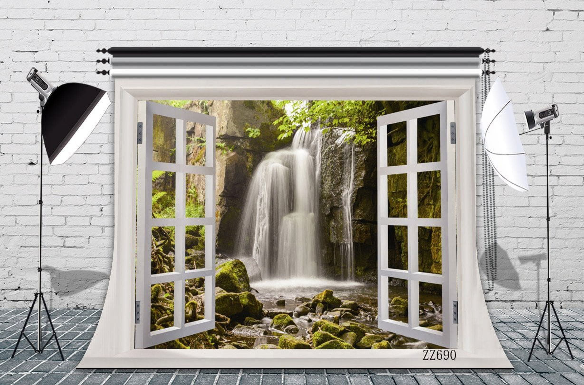 HelloDecor 7x5ft The Waterfall Out of the Window Scenery Photography ...