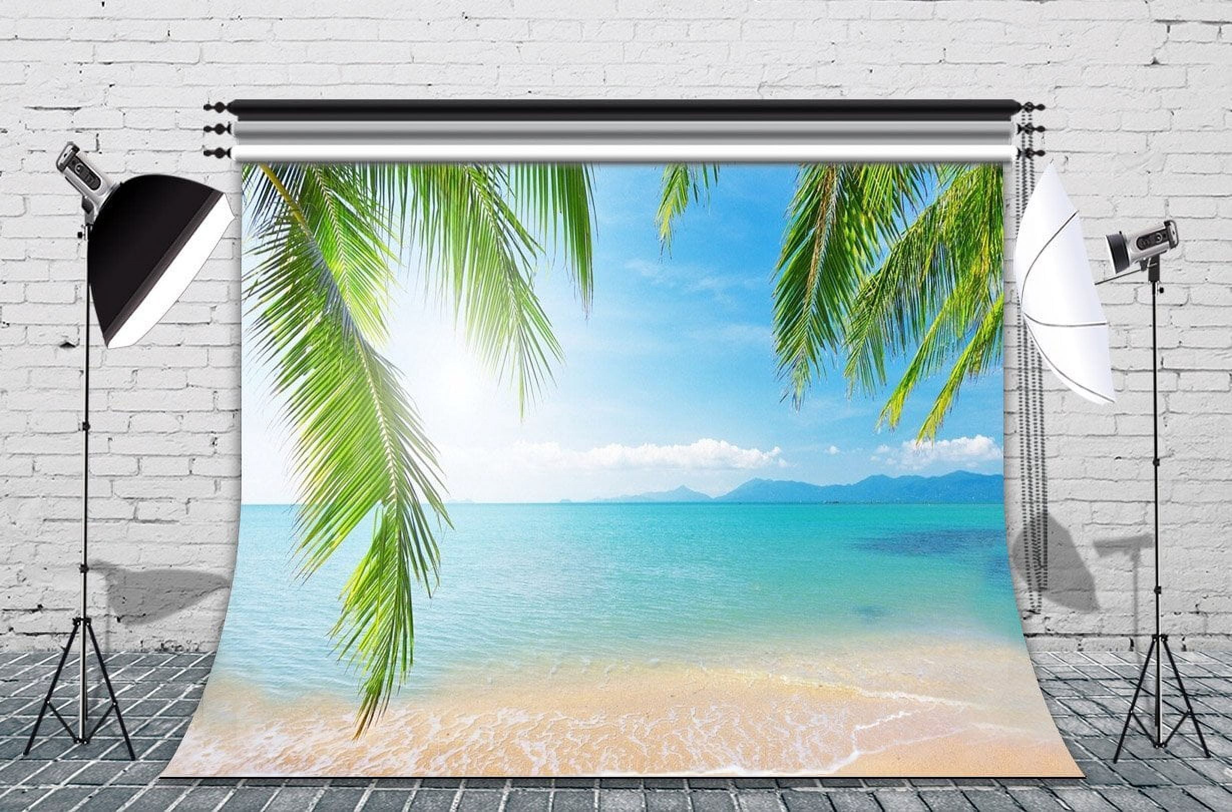 HelloDecor 7x5ft Tropical Beach Scenery Photography Backdrop Studio ...