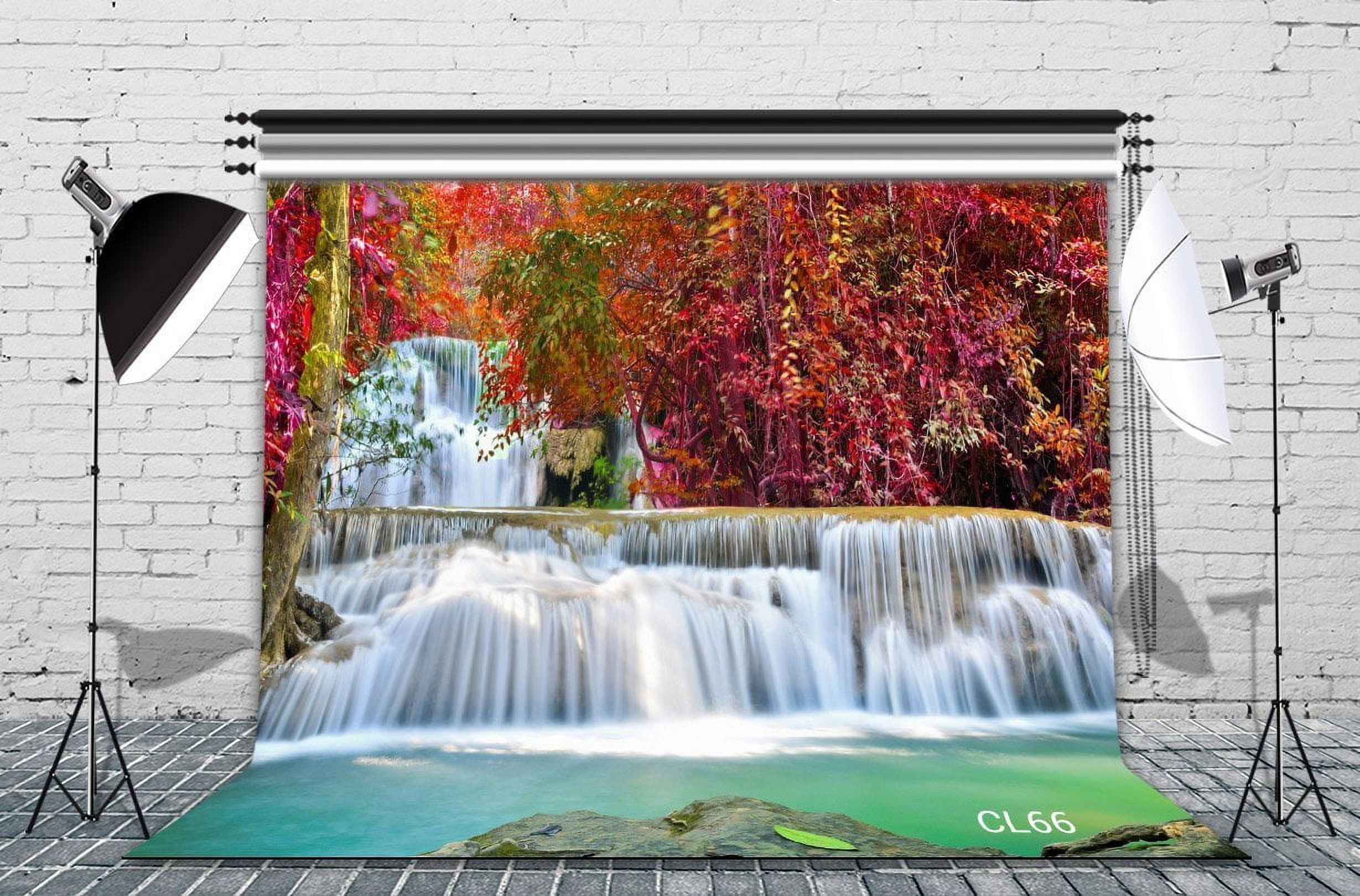 HelloDecor 7x5ft Waterfall Autumn Scenery Fall Photography Backdrops ...