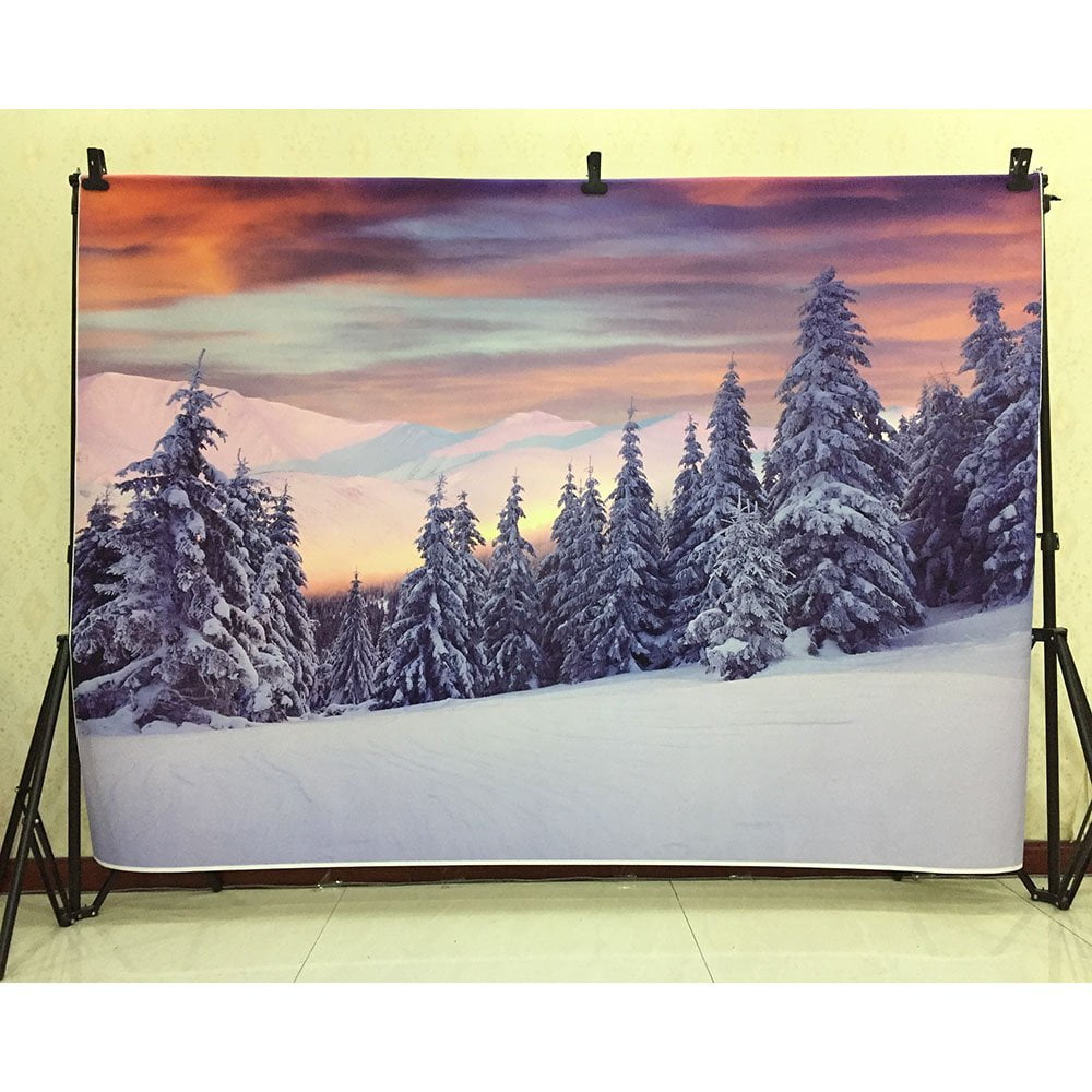 HelloDecor 7x5ft White Snow Pine Forest Christmas Photography Backdrops ...