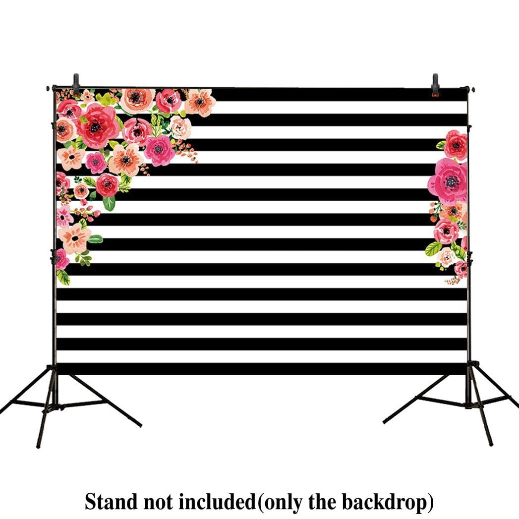 HelloDecor 7x5ft photography backdrops Black and white stripe ...