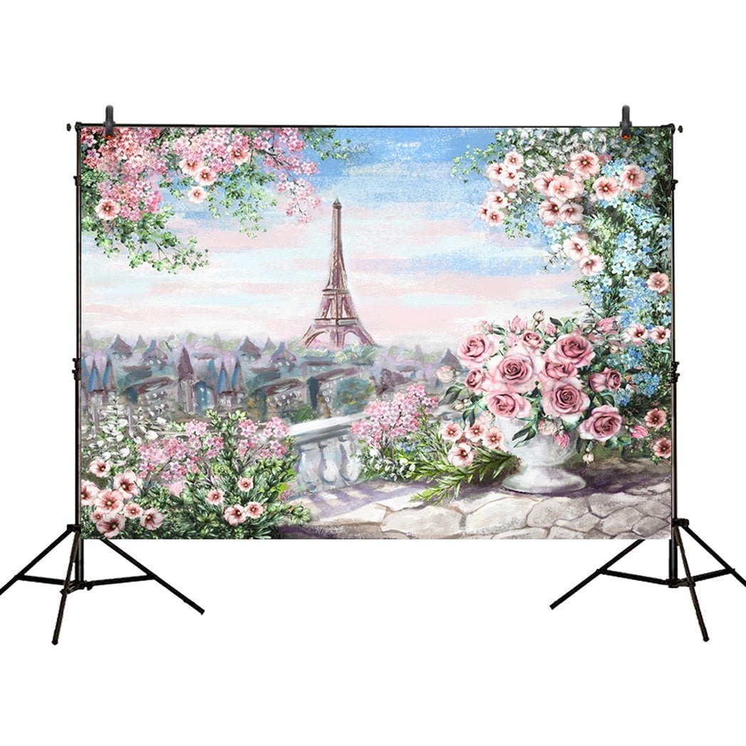 HelloDecor 7x5ft photography backdrops Spring in Paris Eiffel Tower ...