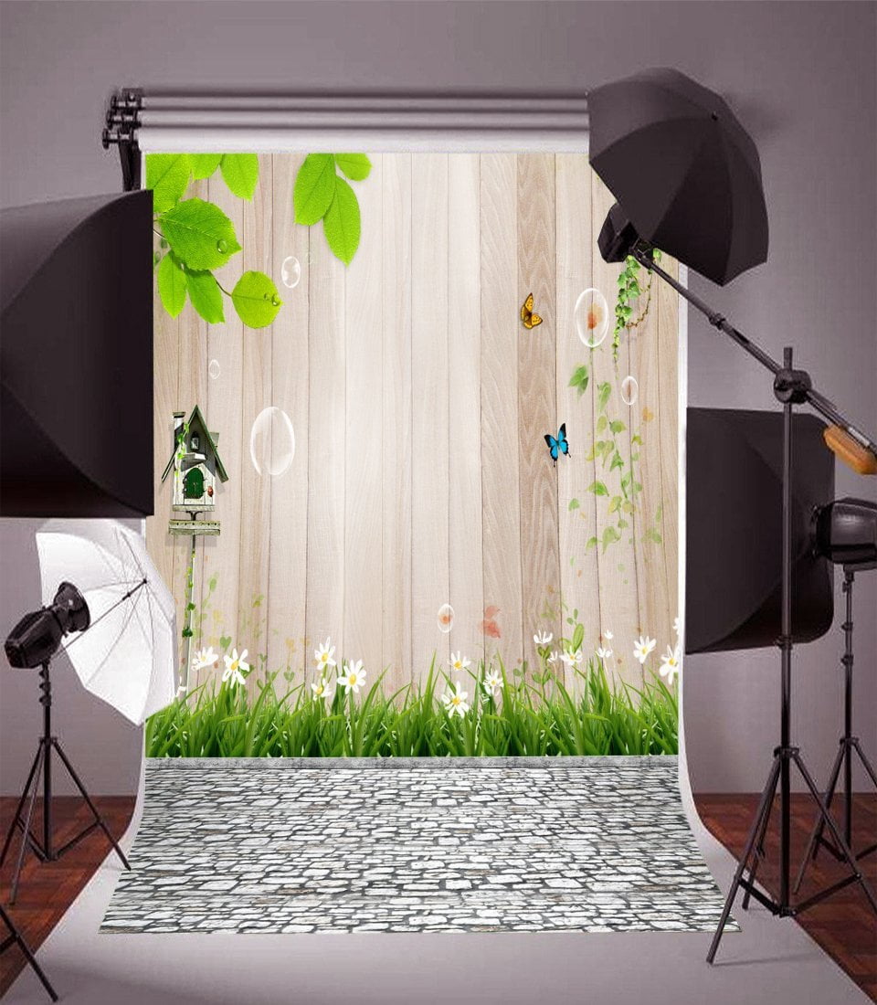 HelloDecor Backdrop 5x7ft Photography Background Wood Wall Brick Floor ...