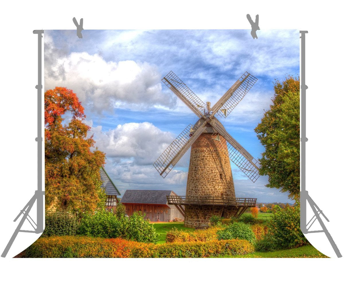 HelloDecor Background 7x5ft Cartoon Windmill Photography Backdrop ...