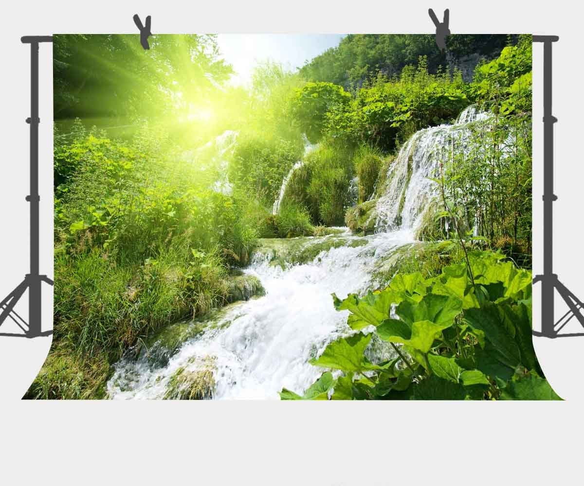 HelloDecor Background 7x5ft Green Nature Mountain Stream Photo Backdrop ...