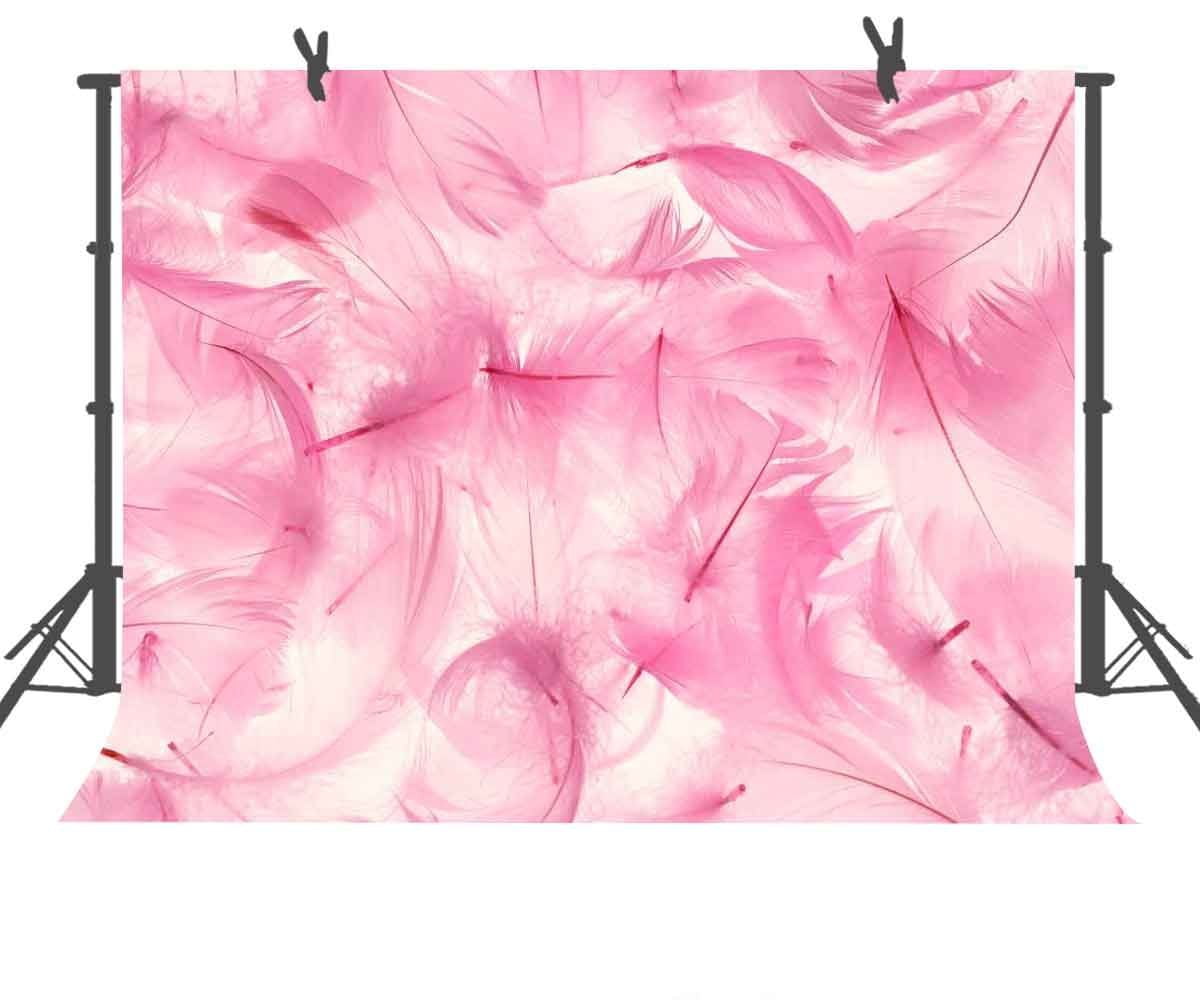 HelloDecor Polyester Fabric Background 7x5ft Pink Feathers Backdrop ...