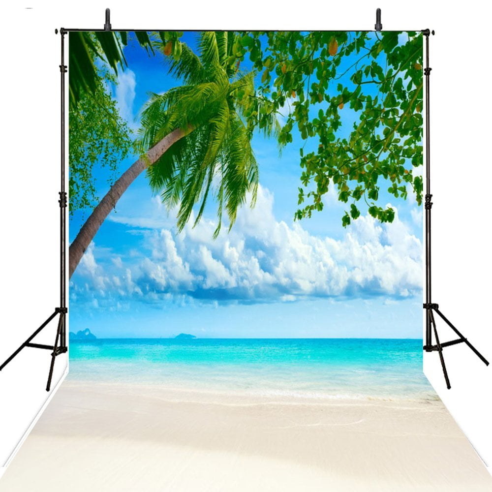 HelloDecor Beach Backdrops For Photography 5x7ft Trees Photo Background ...
