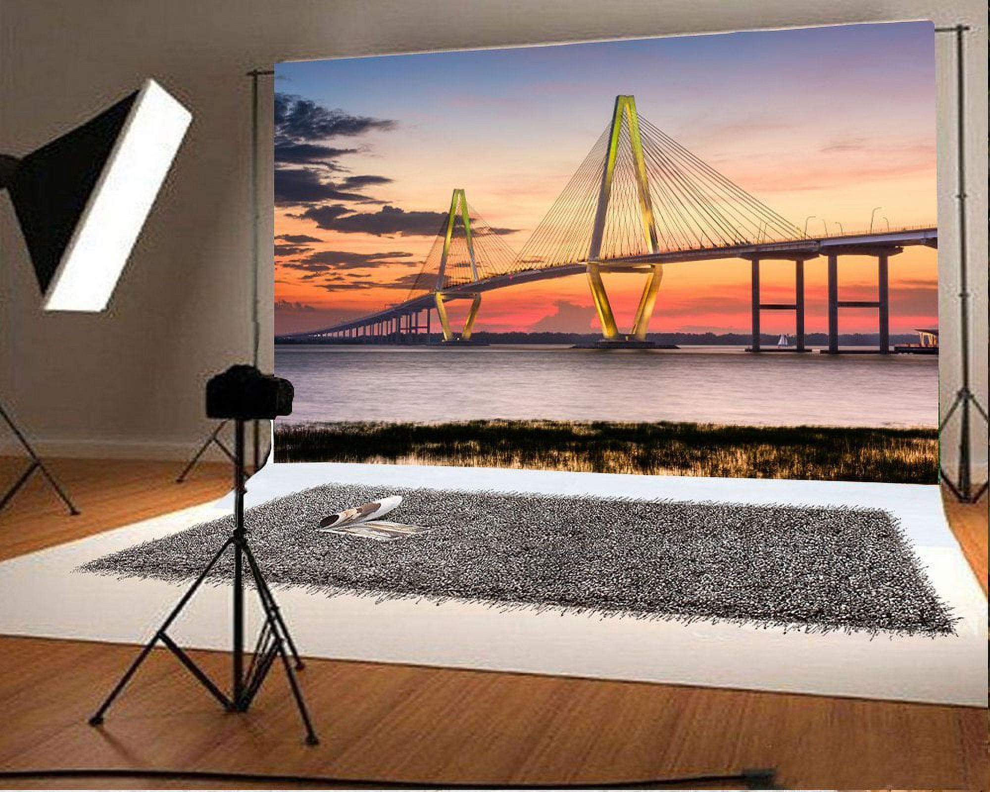 HelloDecor Bridge Backdrop 7x5ft Photography Background Night Scene ...