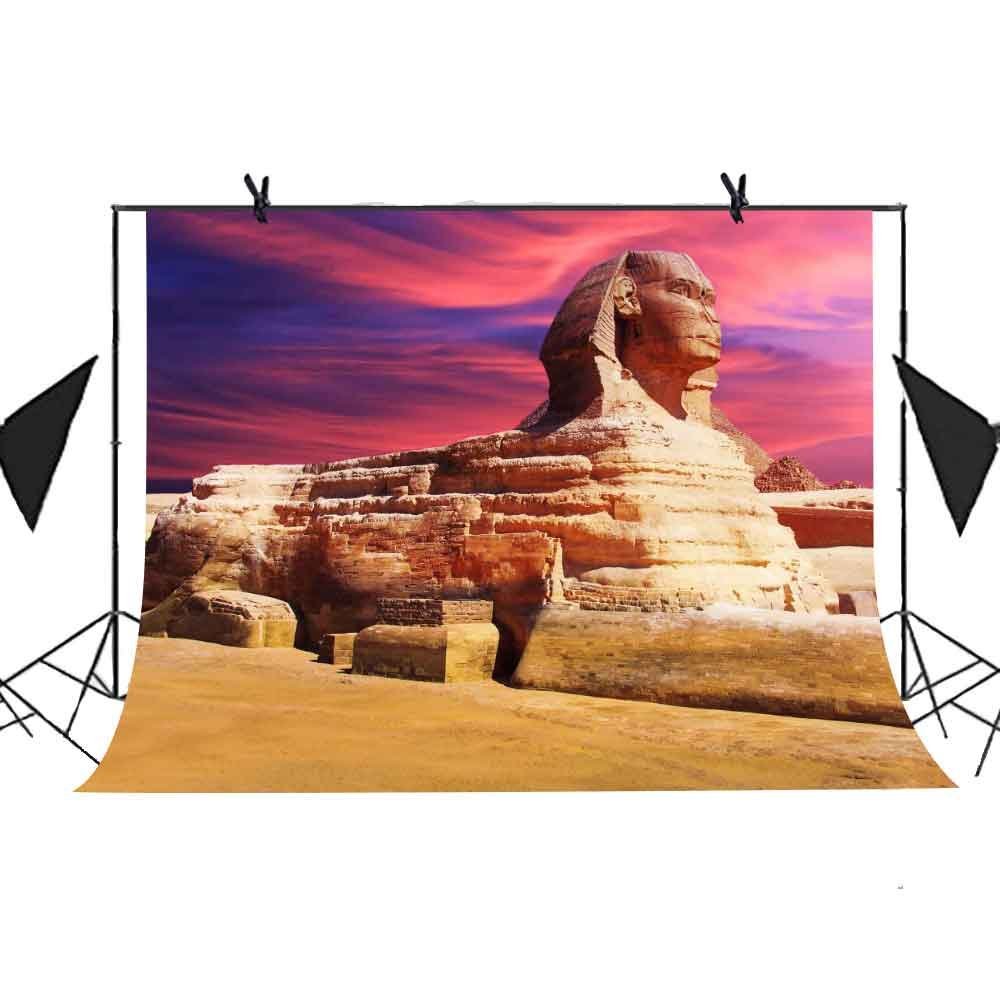 HelloDecor Egypt Landscape Backdrop 7x5ft The Sphinx Pyramid Colorful Clouds Photo Video Party ...