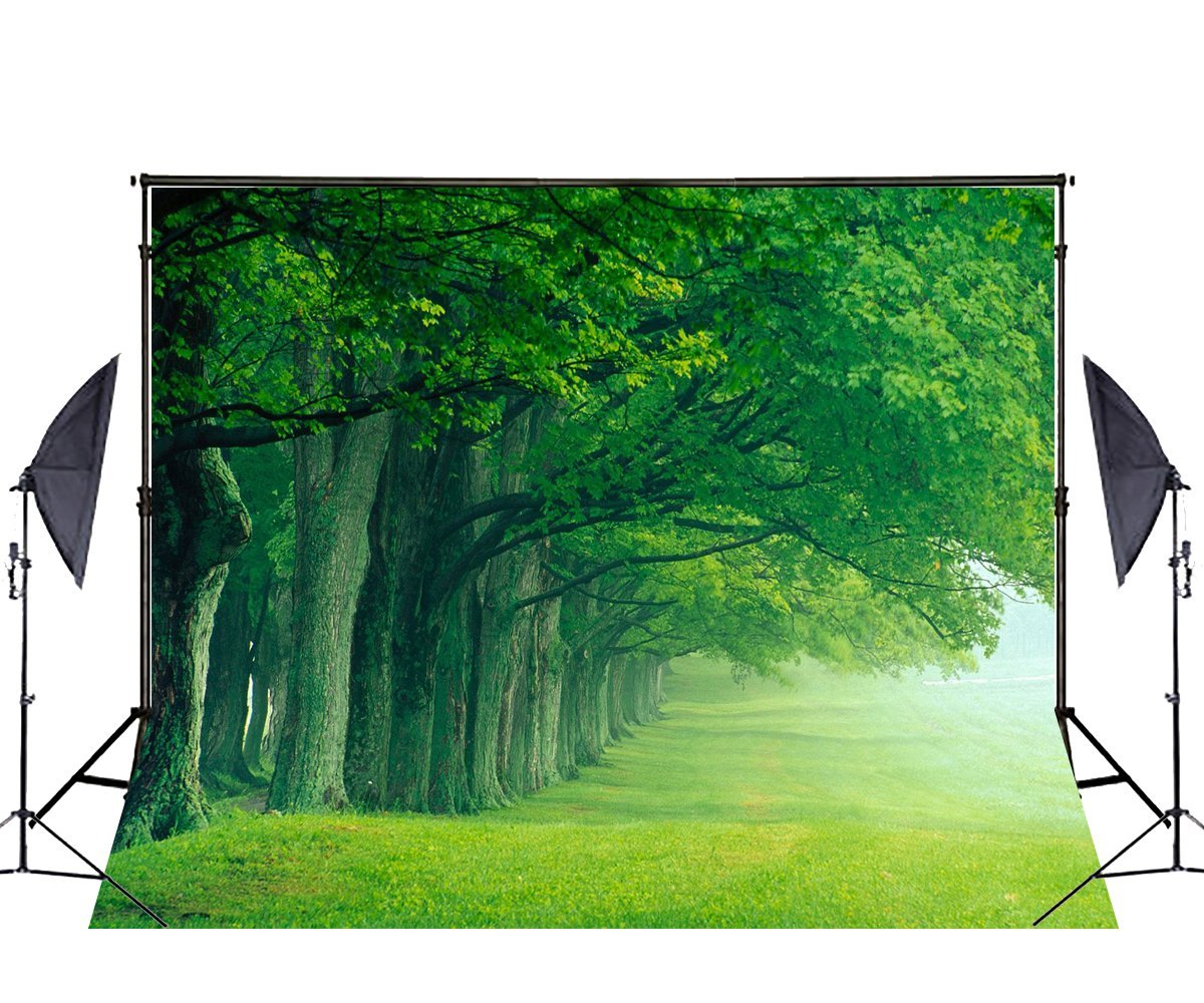 HelloDecor Forest Photography Backdrops, 7x5ft Spring Scenery Green ...