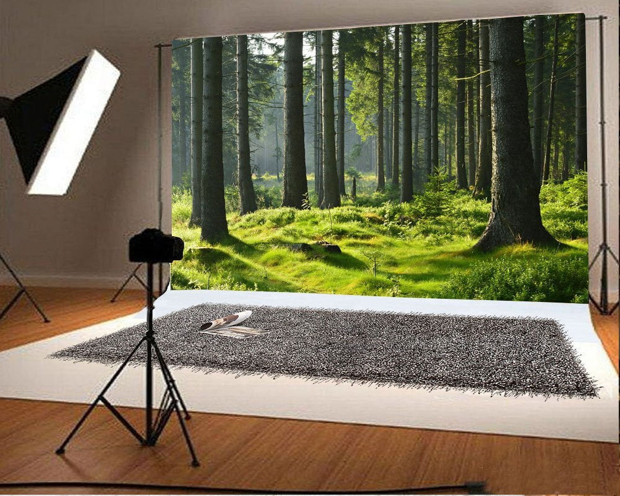 HelloDecor Forests Backdrop 7x5ft Photography Backdrop Green Trees ...