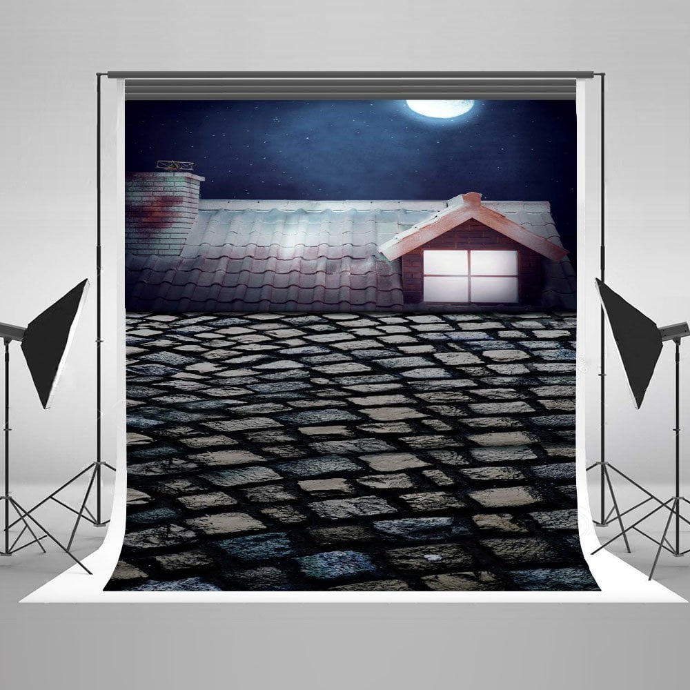 HelloDecor Literary Outdoor Scene Chimney Roof Fantasy Moon Night Photo ...