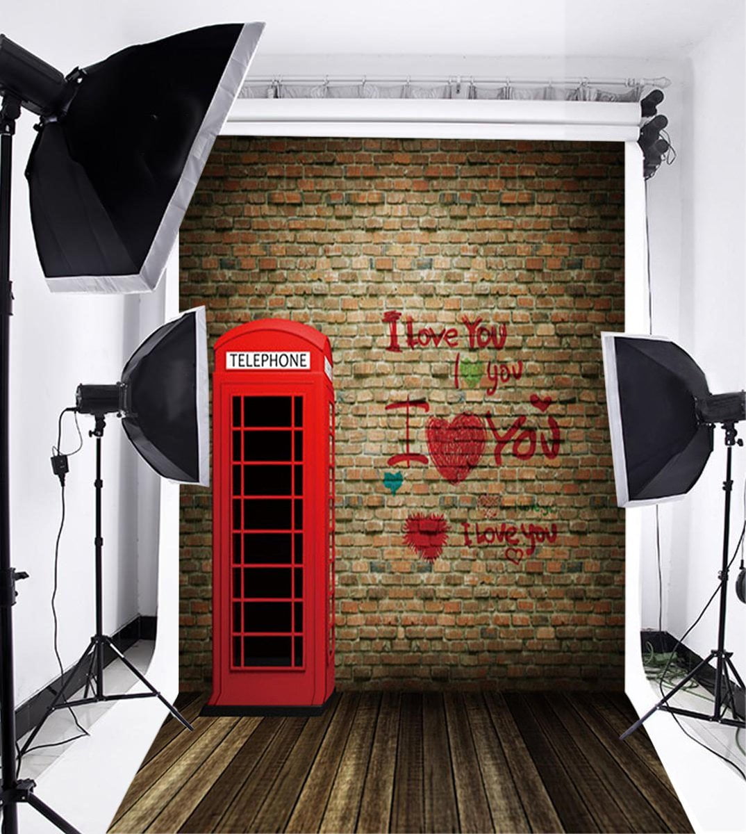 HelloDecor Love Theme 5x7ft Photography Background Wood Floor with Red ...