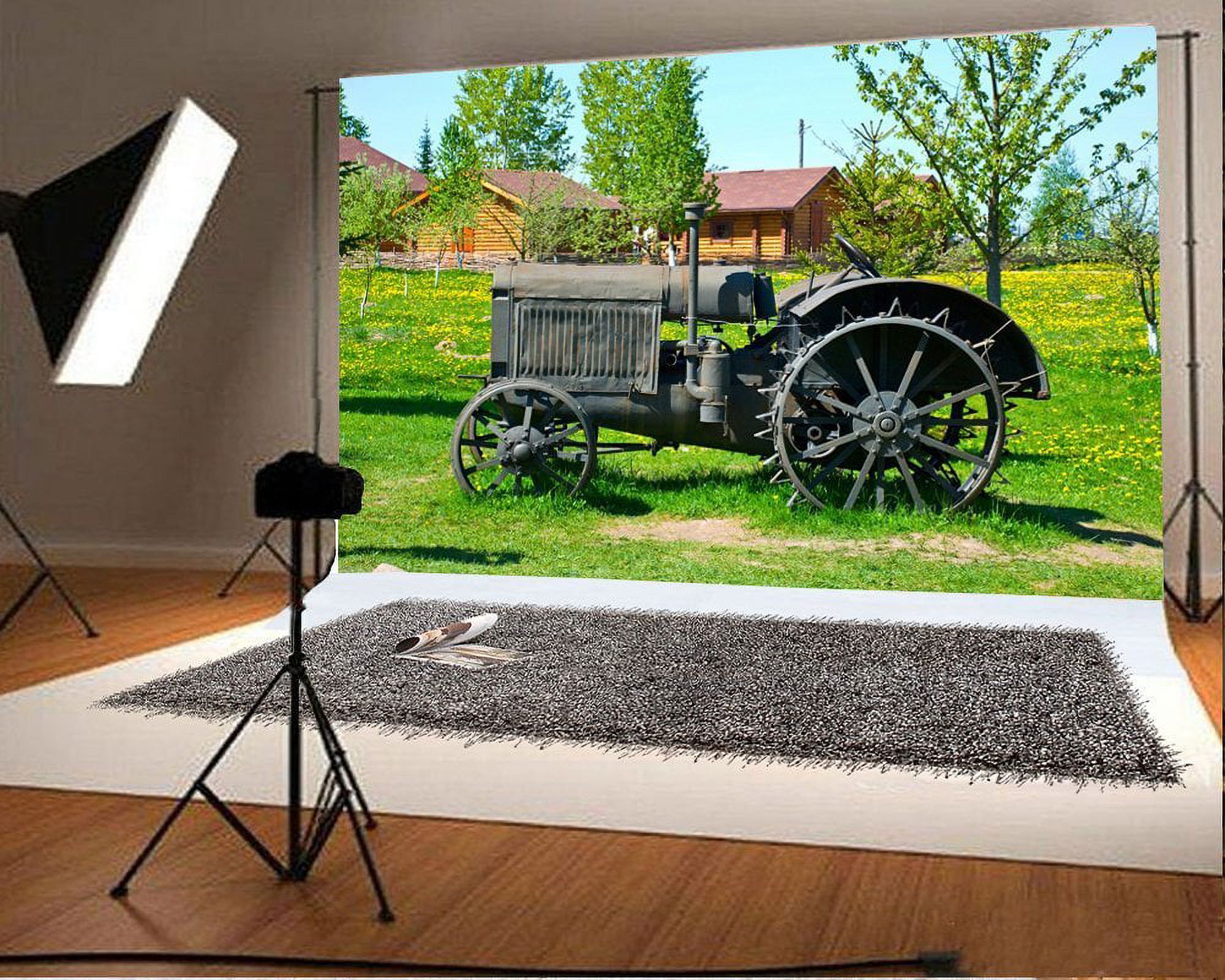 HelloDecor Old Wheeled Tractor Backdrop 7x5ft Photography Background ...