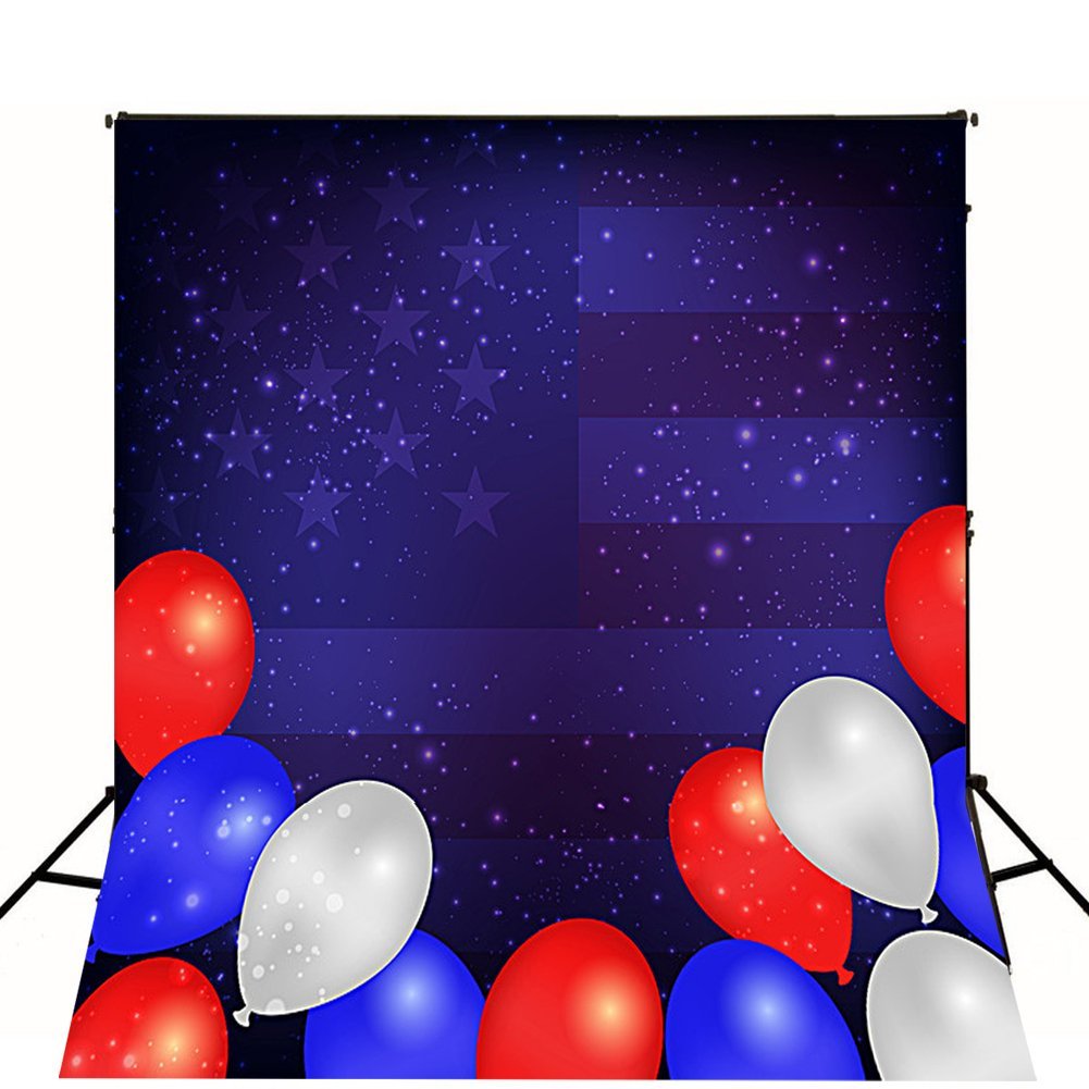 HelloDecor Photo Background 5x7ft Blue Wall America Flag Photo Backdrop ...