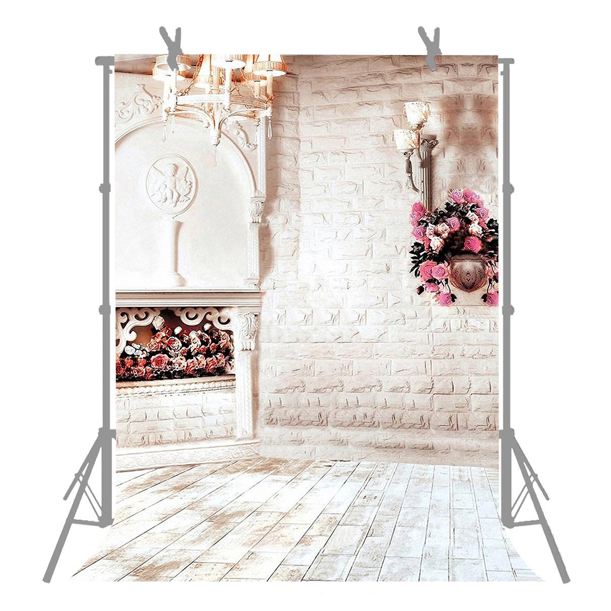 HelloDecor Photo Background 5x7ft White Wall Wood Floor Photography ...