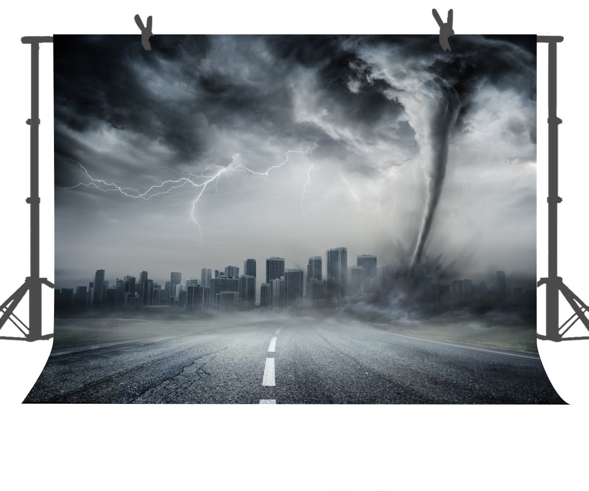HelloDecor Photo Background 7x5ft City Lightning and Tornado ...