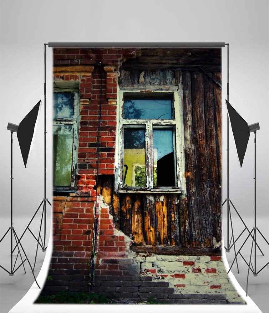 HelloDecor Photography Backdrop 5x7ft Shabby Brick Wall Wood Broken ...