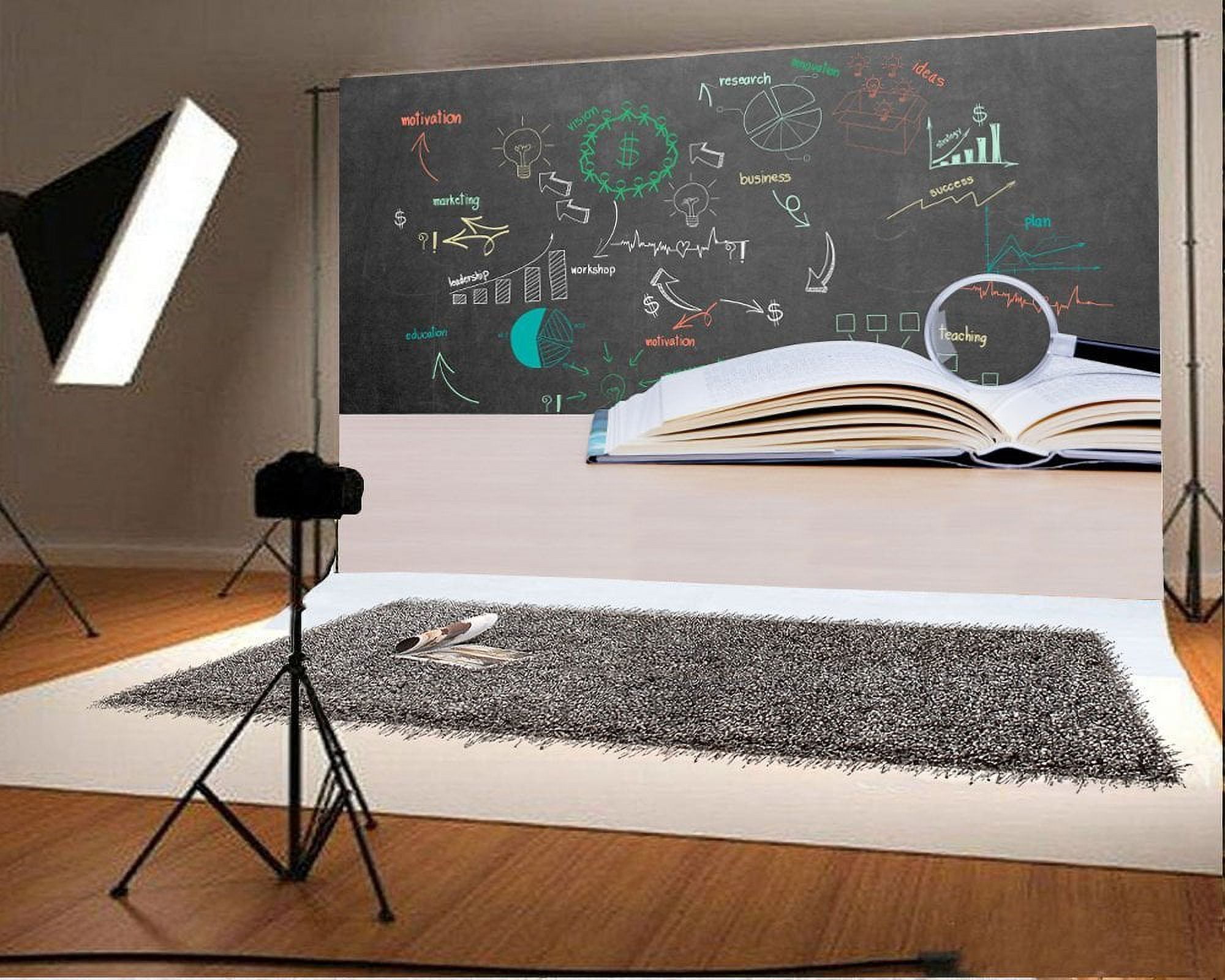 HelloDecor Photography Backdrop 7x5ft Blackboard Chalk Book Magnifier ...