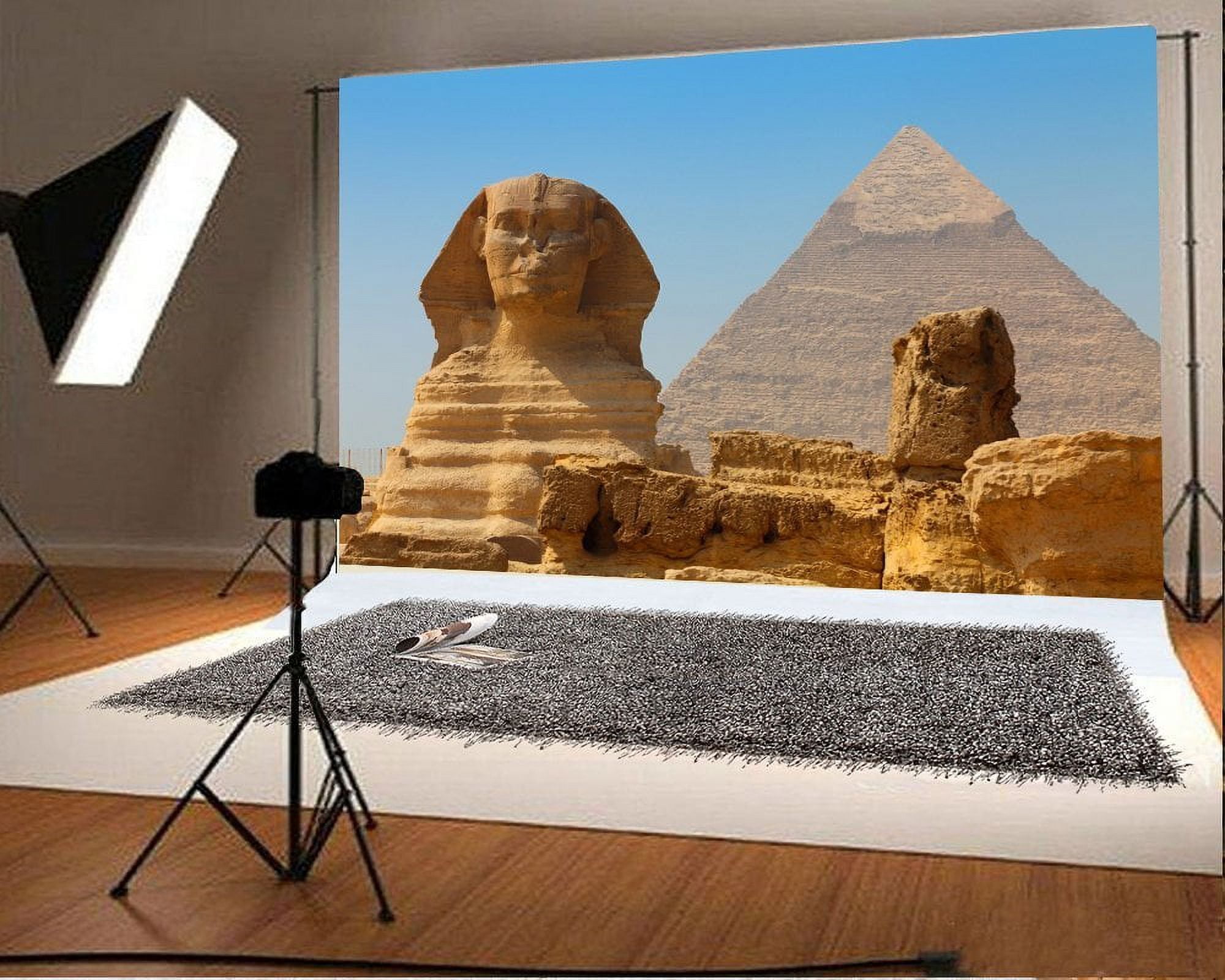HelloDecor Photography Backdrop 7x5ft Egyptian Pyramids Sphinx Blue Sky Children Baby Kids ...