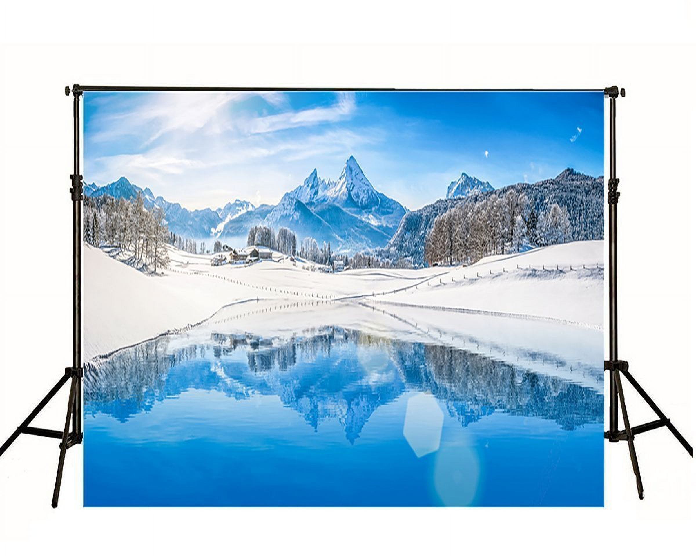 HelloDecor Photography Backdrop Background 5x7ft Ice Mountain Blue Lake ...