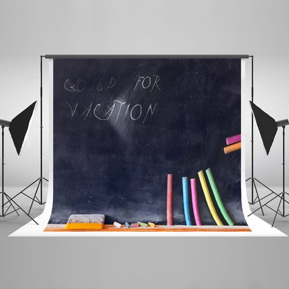 HelloDecor Photography Backdrop Blackboard Rainbow Pens School Theme ...