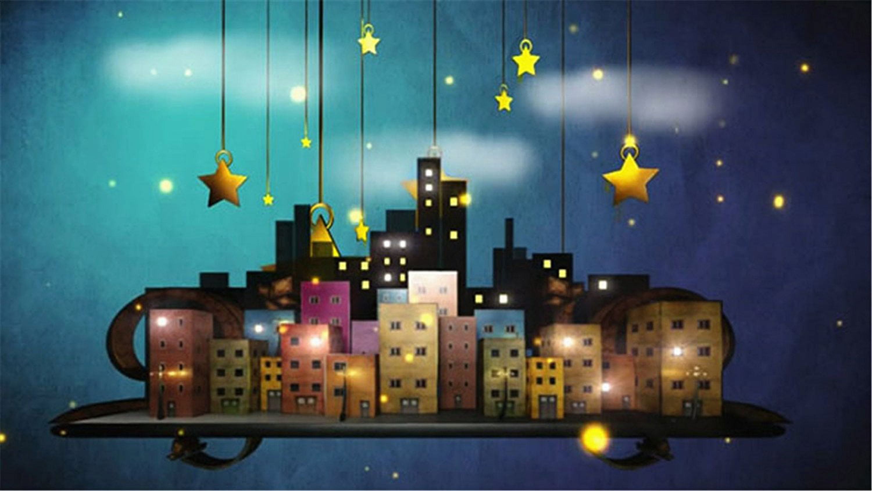 HelloDecor Photography Backdrop Urban 5x7ft Gold Star Dark Night ...