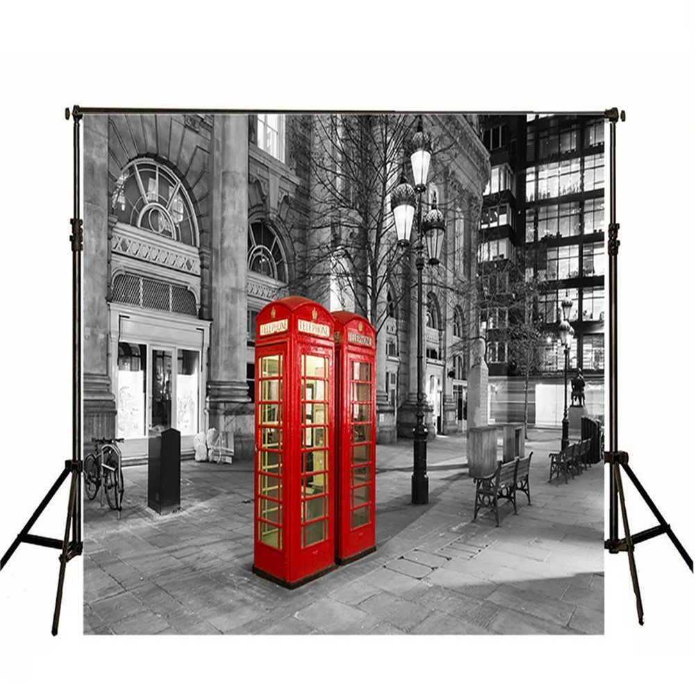 HelloDecor Photography Backdrops Grey Night City View with Red ...