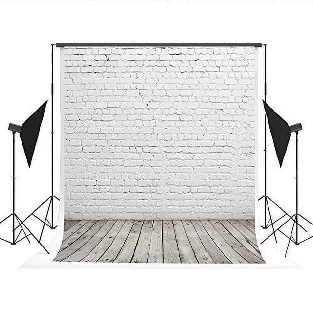 HelloDecor Photography Backdrops White Brick Wall Background Light Gray ...