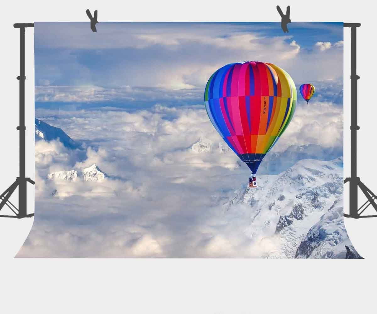 HelloDecor Photography Background 7x5ft Hot Air Balloon and Snow ...