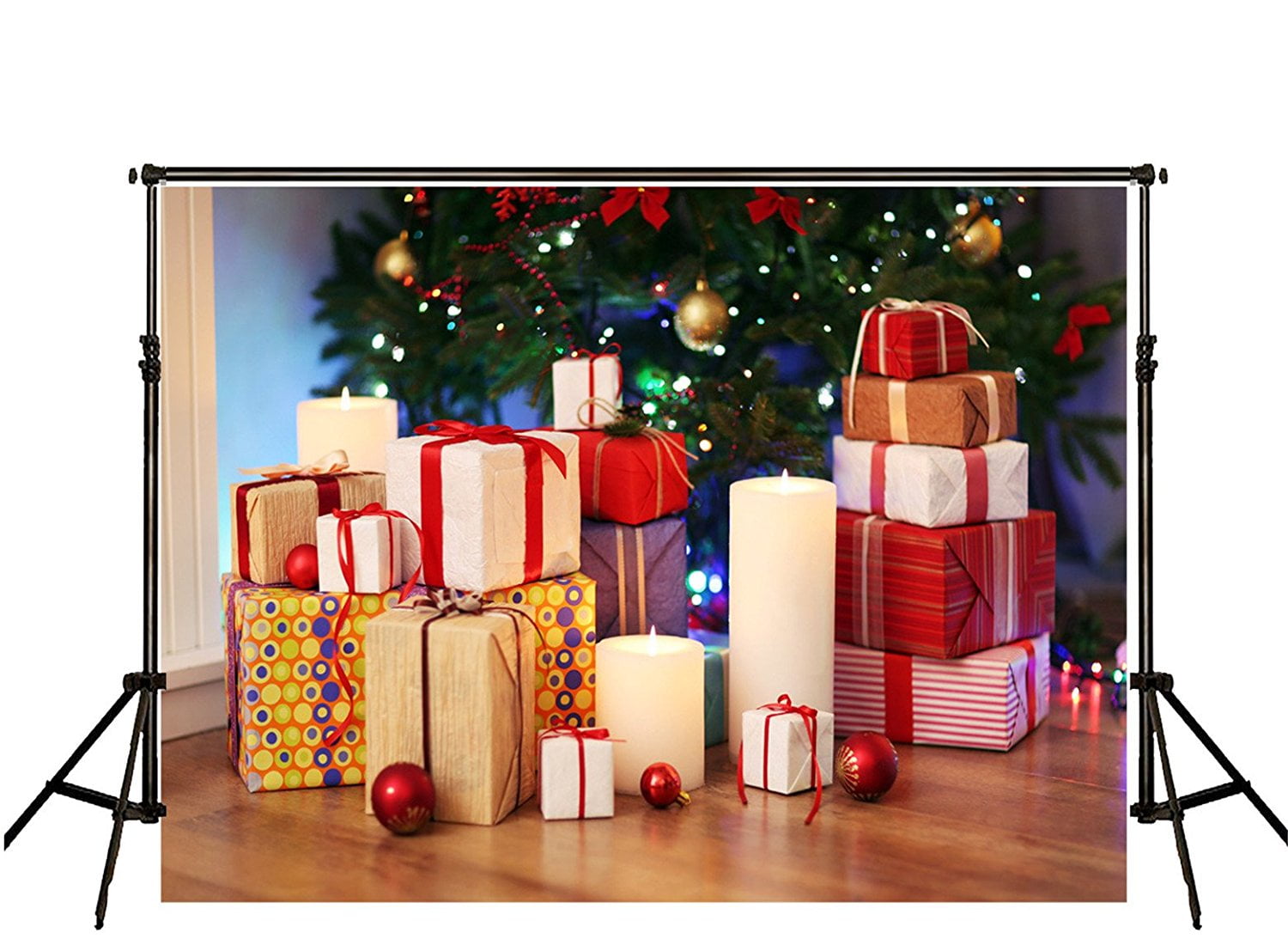 HelloDecor Red Christmas Ball Photography Background Backdrops 7x5ft ...