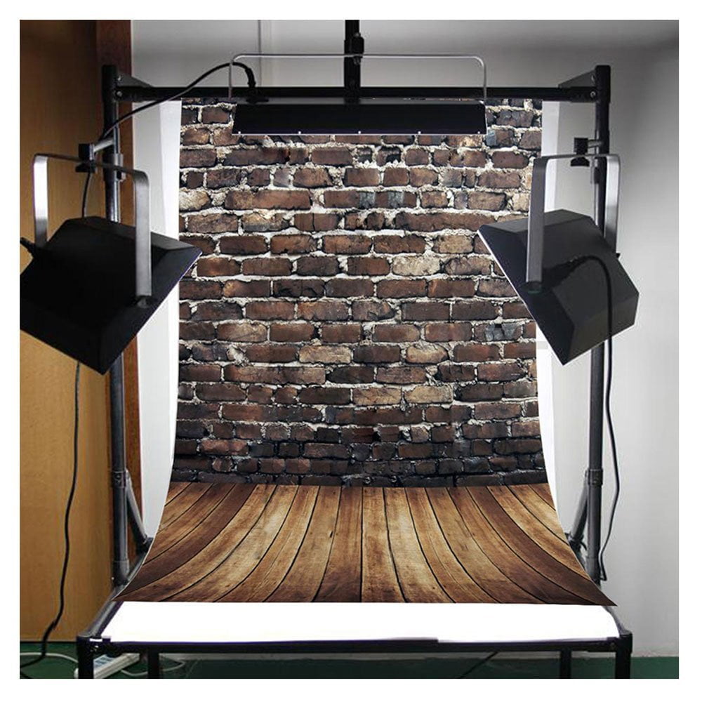 HelloDecor Retro Brick Printing Wooden Floor Studio Photo Photography ...