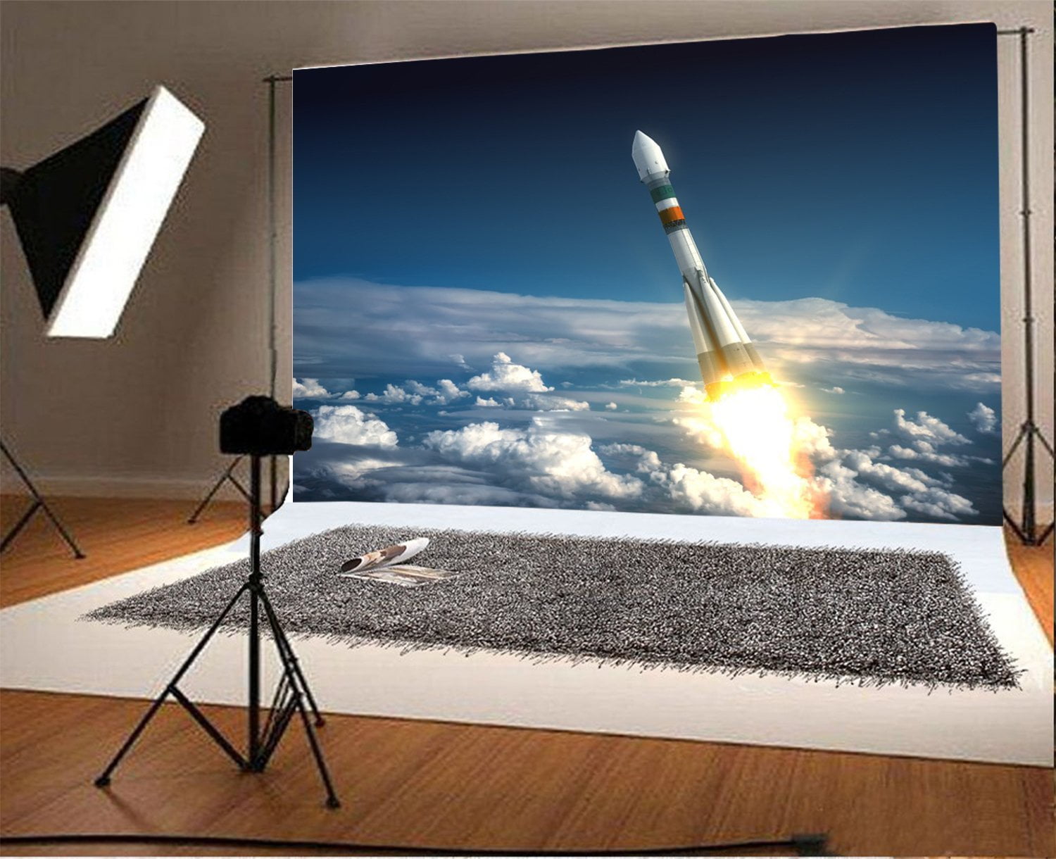 HelloDecor Rocket Launch Backdrop 7x5ft Photography Background ...
