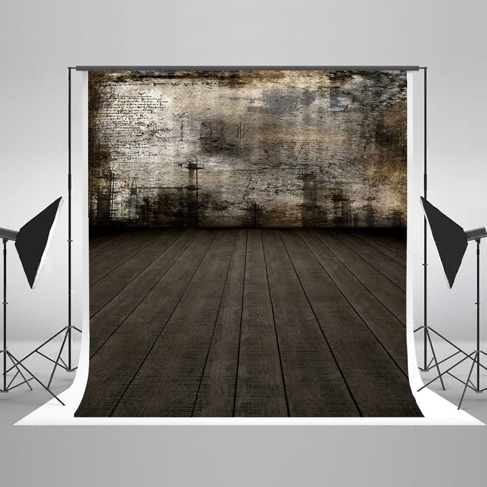 HelloDecor Stained Rustic Graffiti Photo Backdrops Wood Floor for ...