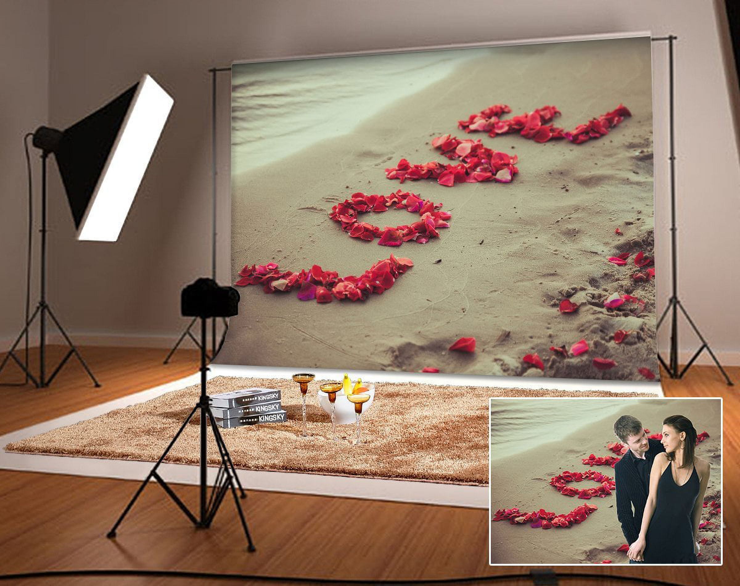 HelloDecor Valentine's Day Backgrounds White Beach Photography ...