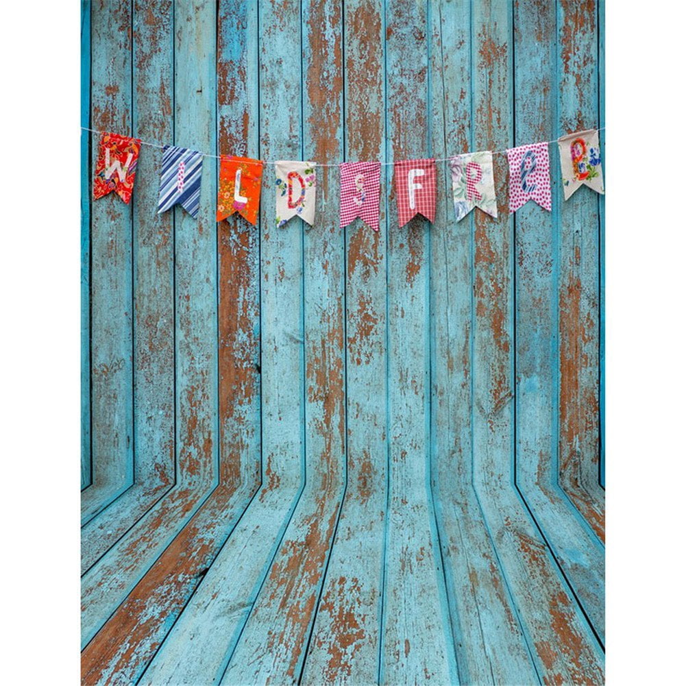 HelloDecor Vintage Photo Background 5x7ft Blue Wood Board With Flags ...
