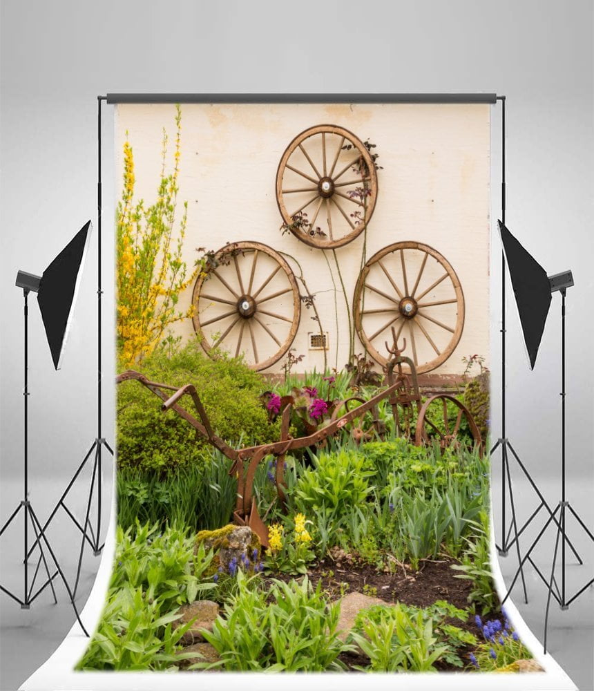 HelloDecor Wheels Backdrop 5x7ft Photography Backdrop Garden Flowers ...